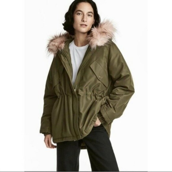 H&M | Jackets & Coats | Hm Womens Green Parka Coat M | Poshmark